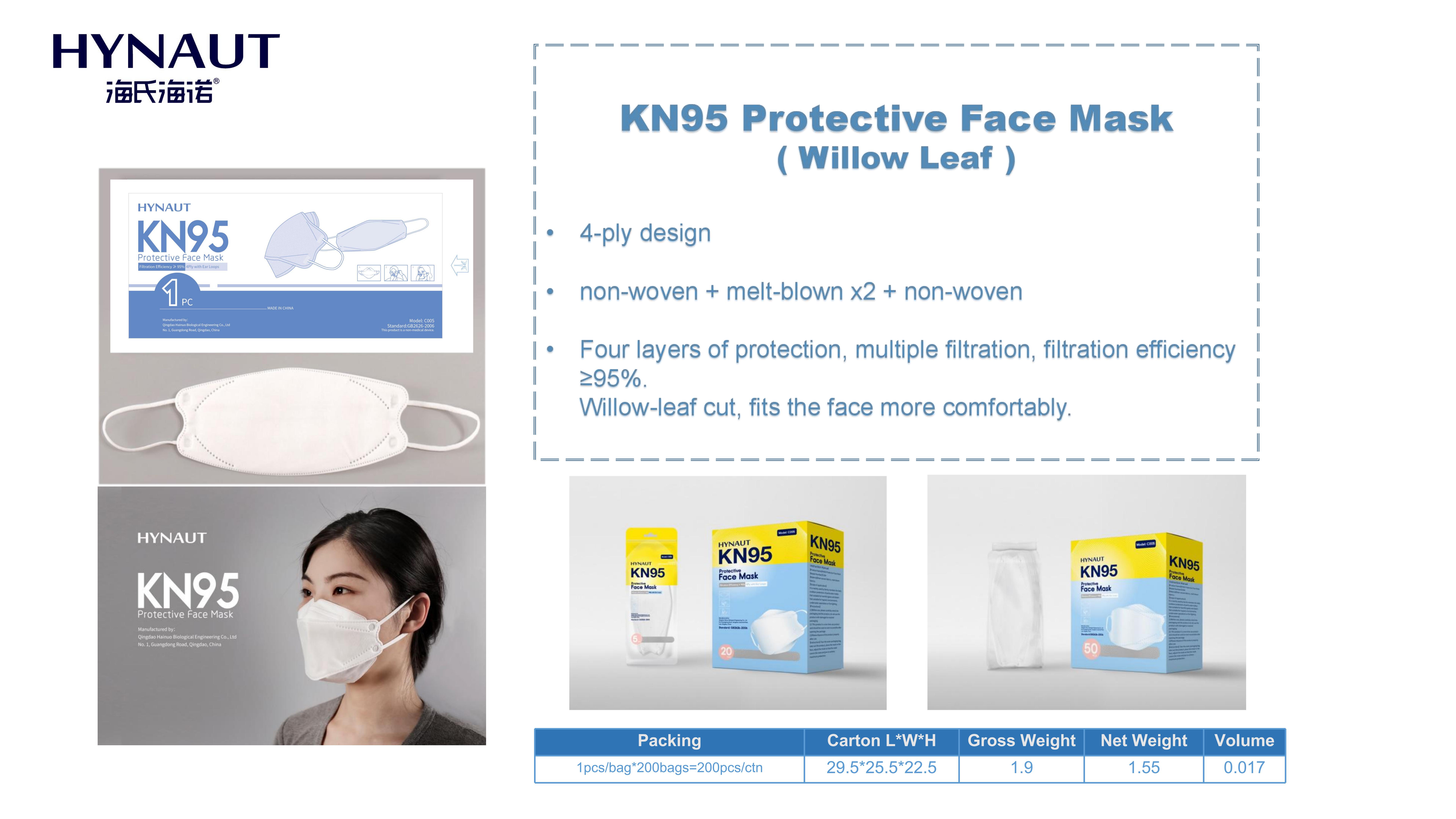KN95 Protective Face Mask(C005,Willow Leaf) - Haishi Hainuo Group